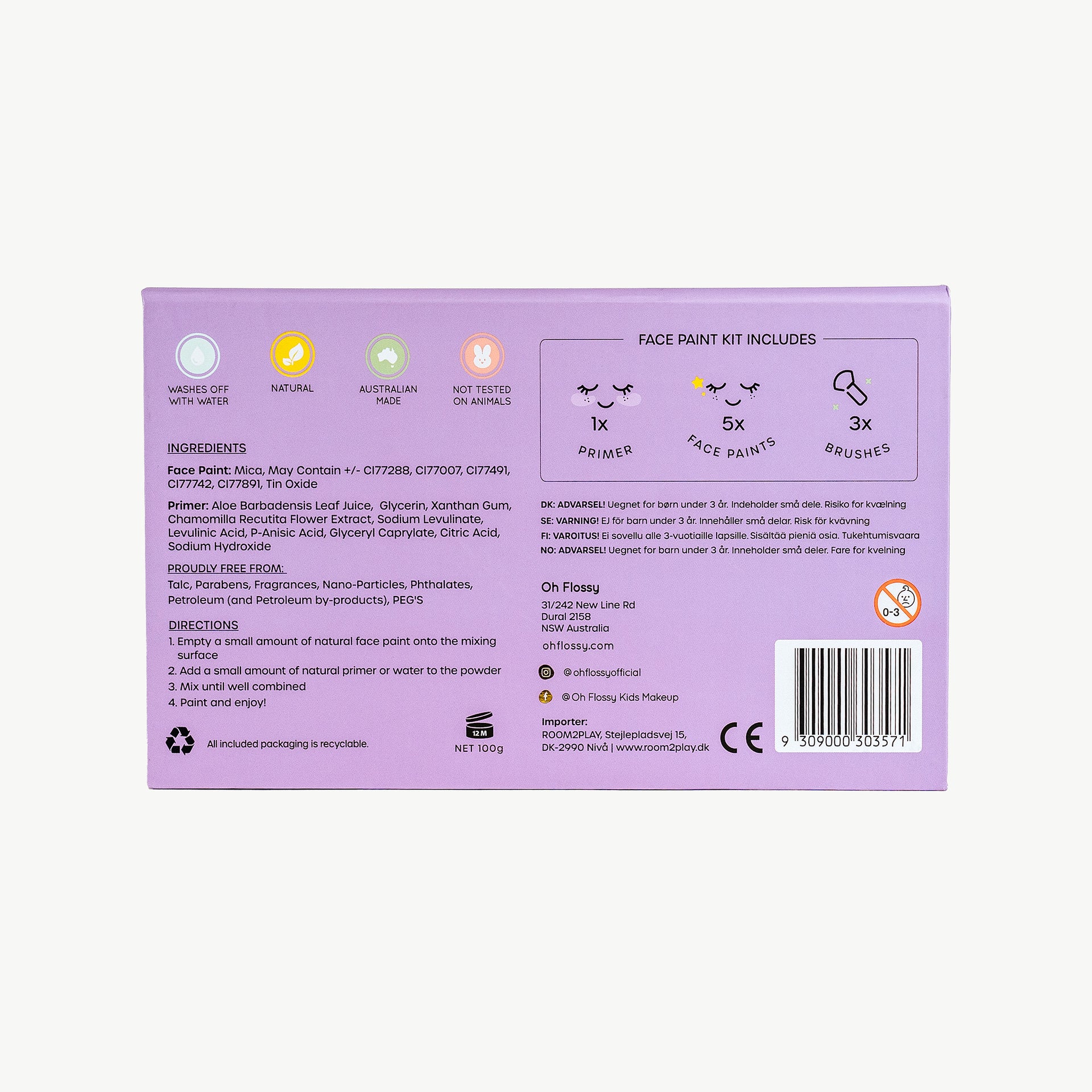 Oh Flossy Magic Garden Kids Face Paint Set